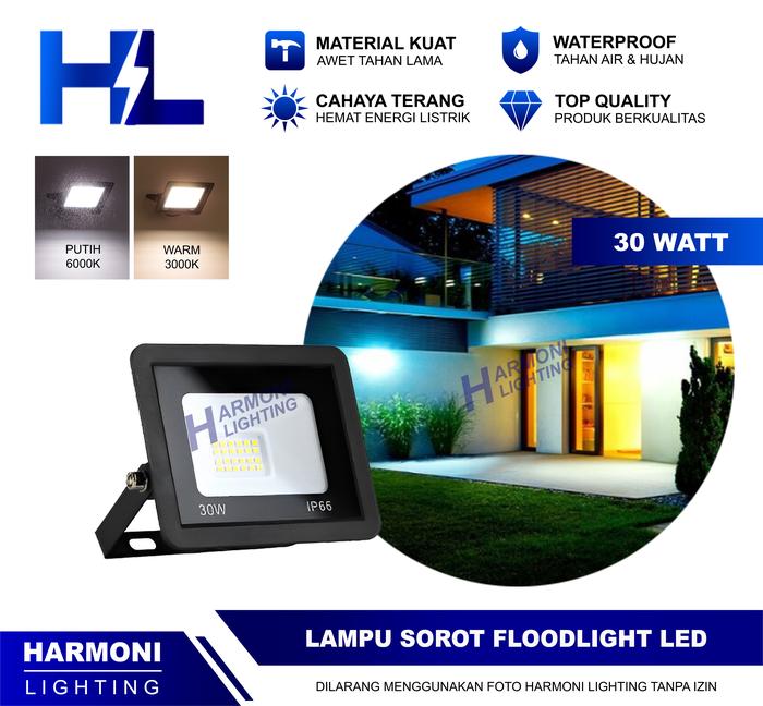 Jual Lampu Sorot LED 30W Flood Light Tembak Outdoor 30 Watt - Warm White - Kota Bandung ...