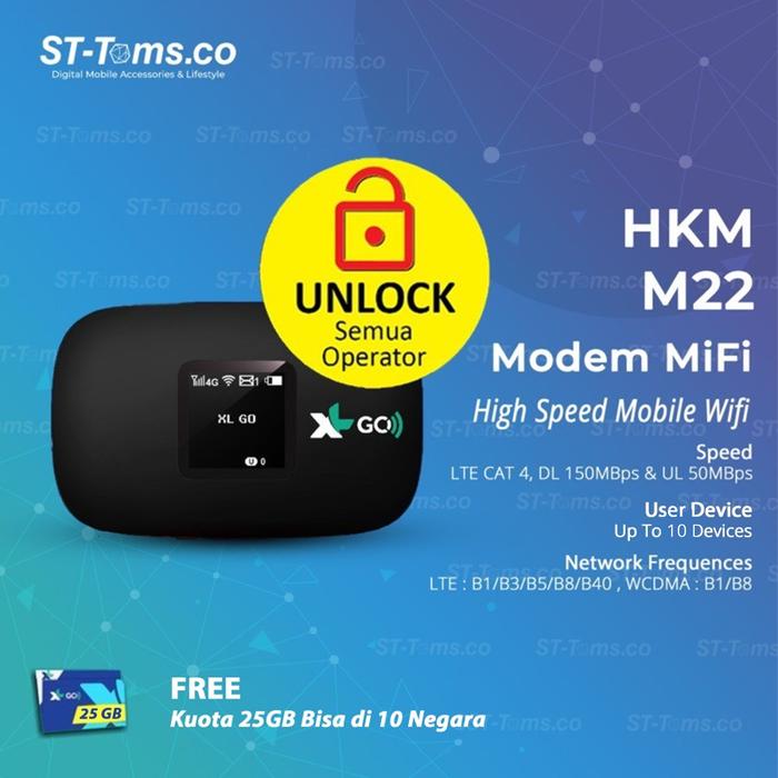 Promo HKM M22 Modem Portable Mifi 4G LTE UNLOCK Sim Card XL Free Kuota ...