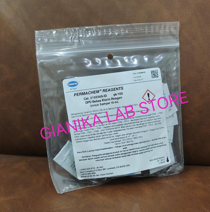 Jual HACH 2105569 DPD Free Chlorine Reagent Pillows 10 mL pk/100 21055 ...