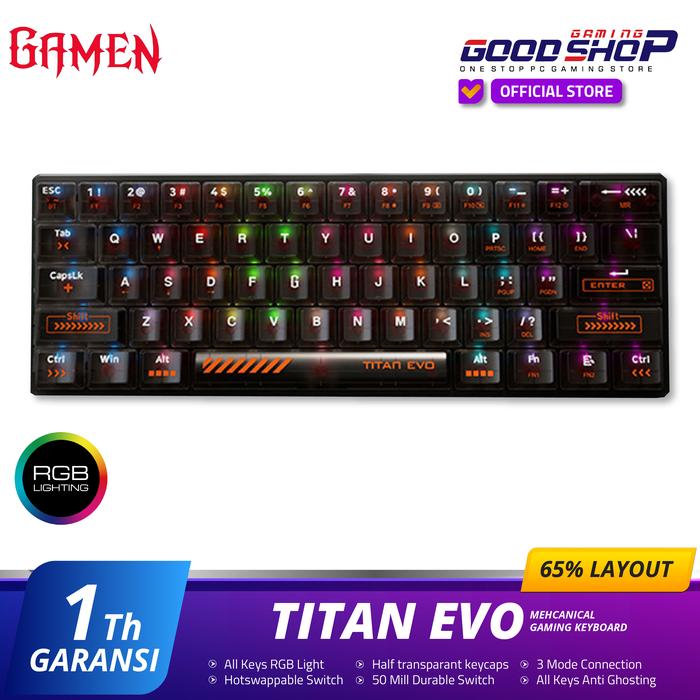 Promo GAMEN Titan Evo Mechanical Keyboard RGB Light Wireless Cicil 0% ...