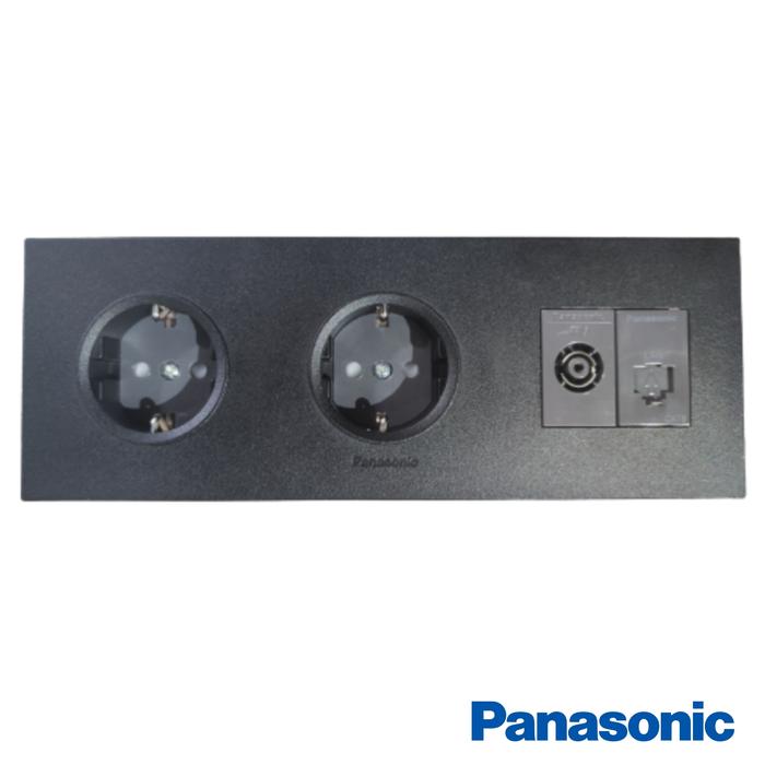 Jual PANASONIC Stop Kontak+Stop Kontak+Outlet TV Antena+Data CAT6 Hitam ...