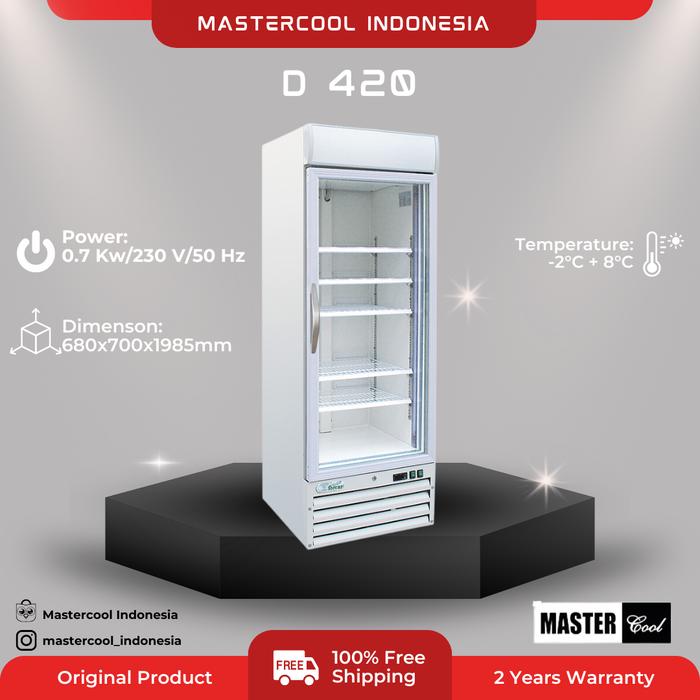 Jual Showcase Display Freezer Upright Glass Door Mastercool Model D 420 ...