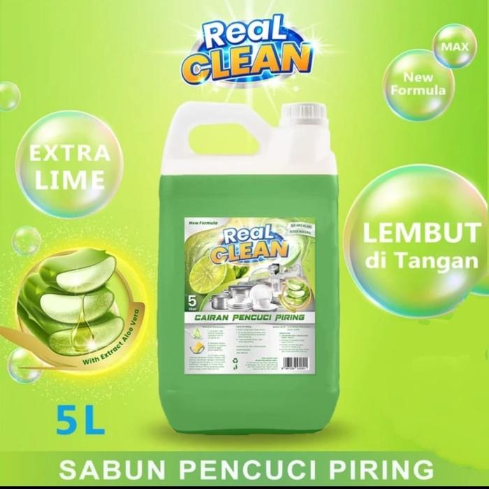 Promo Real Clean Sabun Cuci Piring Extra FRESH LIME & ALOE VERA 5 Liter ...