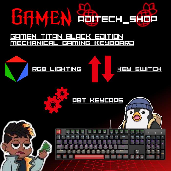 Jual GAMEN TITAN Black Edition Mechanical Gaming Keyboard - Kota Batam ...