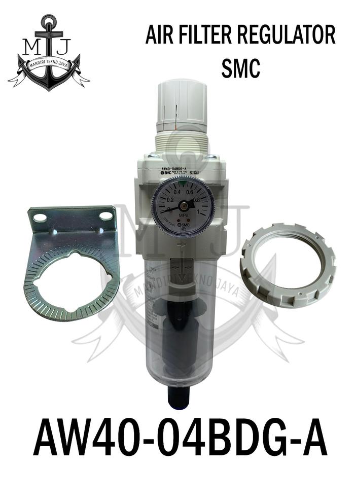 Jual Air Filter Regulator auto drain smc AW40-04BDG 1/2" gauge+bracket ...