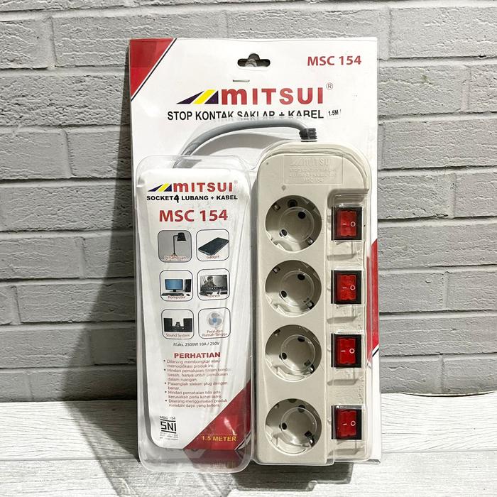 Jual Mitsui MSC 154 stop kontak+kabel+saklar switch lampu 4 lubang 1.5m ...