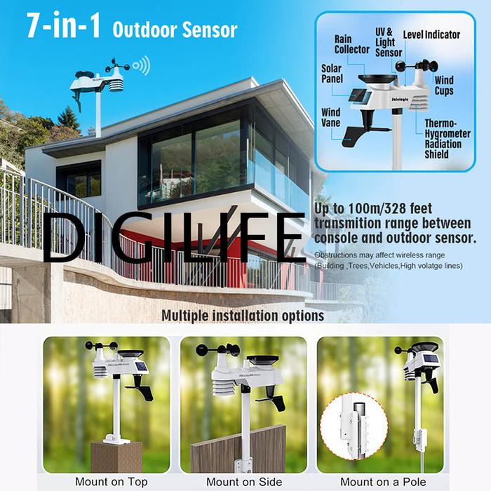 Jual Wireless Weather Station Wifi App Sunlight Dew Point Rain Uv ...