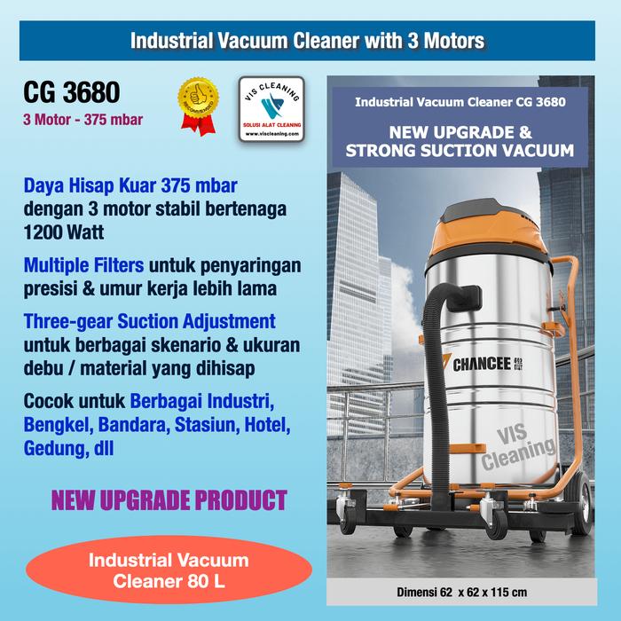 Jual Industrial Vacuum Cleaner Stainless 80 Liter 3 Motor type CG 3680 ...