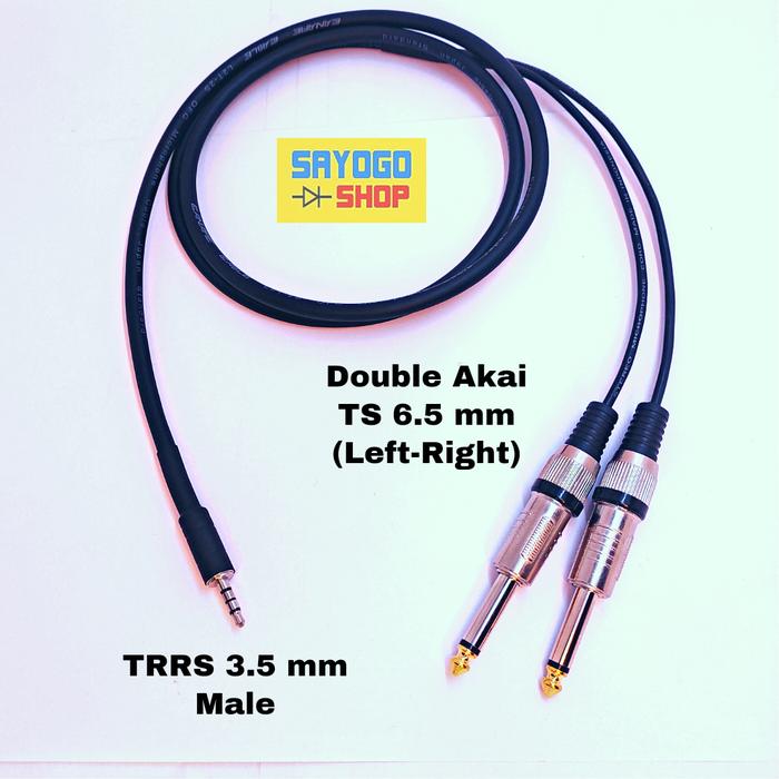 Jual Audio Adapter Double Akai (L&R) TS 6.5 mm Male to TRRS 3.5 mm Male - 20 cm - Kota Surabaya ...