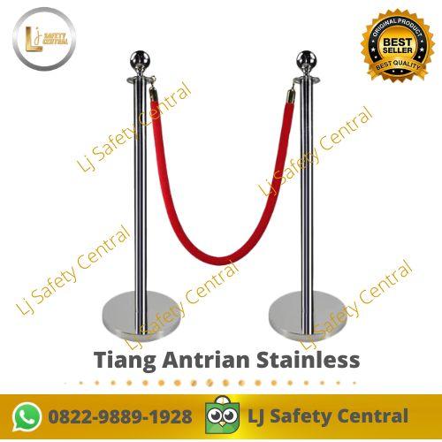 Promo 1 SET Queue Line Tiang Antrian Pembatas Stainless + Tali Bludru ...