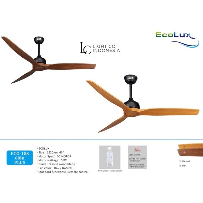 Jual Ceiling Fan Ecolux Plus 60inch Oak Solid Wood Material with remote ...