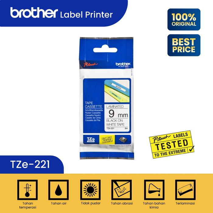 Jual Brother Label Tape TZE-221 9mm Black On White TZe221 - Jakarta ...