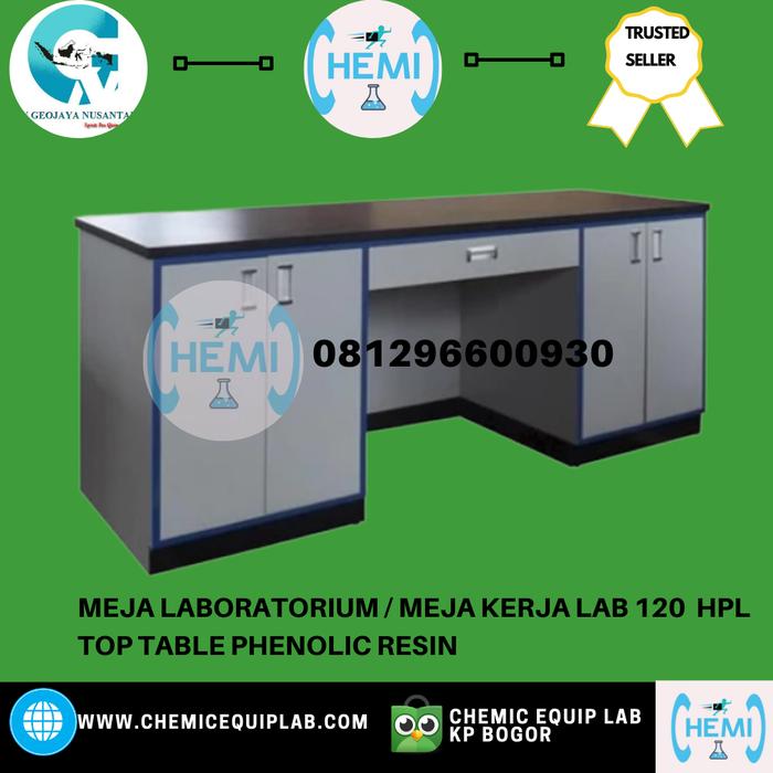Jual MEJA LABORATORIUM / MEJA KERJA LAB 120 HPL TOP TABLE PHENOLIC ...