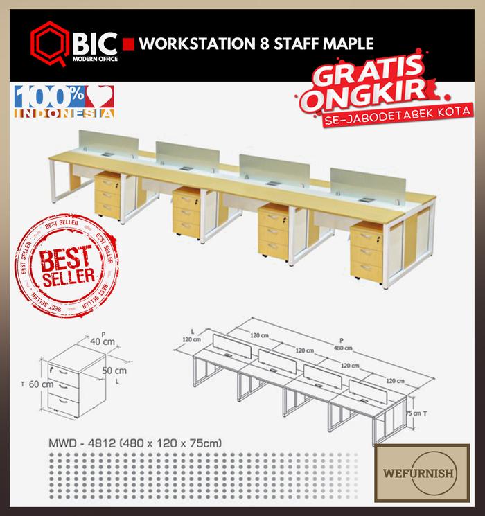 Jual Meja Kerja Kantor Partisi 2-4-6-8 Staff QBIC Maple - 8 Staff ...