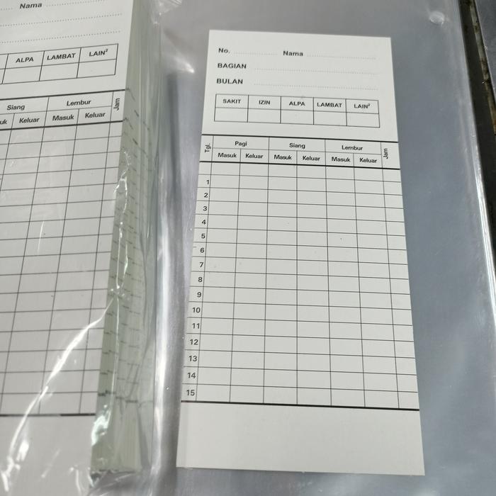 Jual Kartu Absen Kartu Absensi Putih / pak - Jakarta Utara - MULIA ...