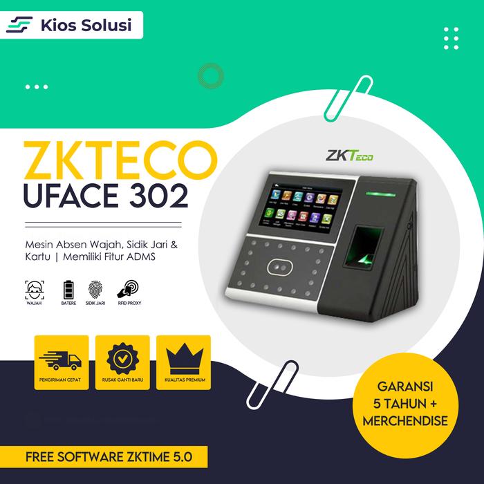 Jual Mesin Absensi Wajah ZKTeco Uface 302 | Fingerprint | RFID | PIN ...