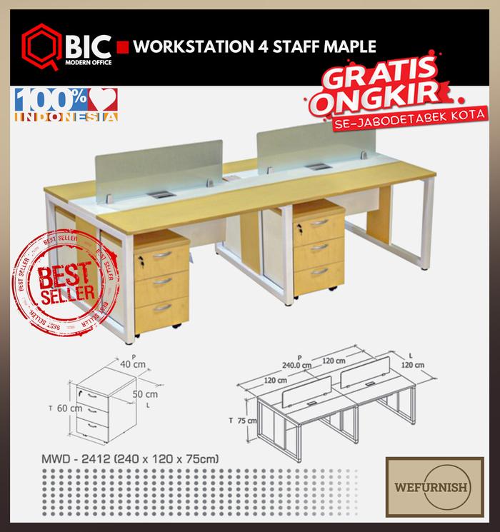 Jual Meja Kerja Kantor Partisi 2-4-6-8 Staff QBIC Maple - 4 Staff ...