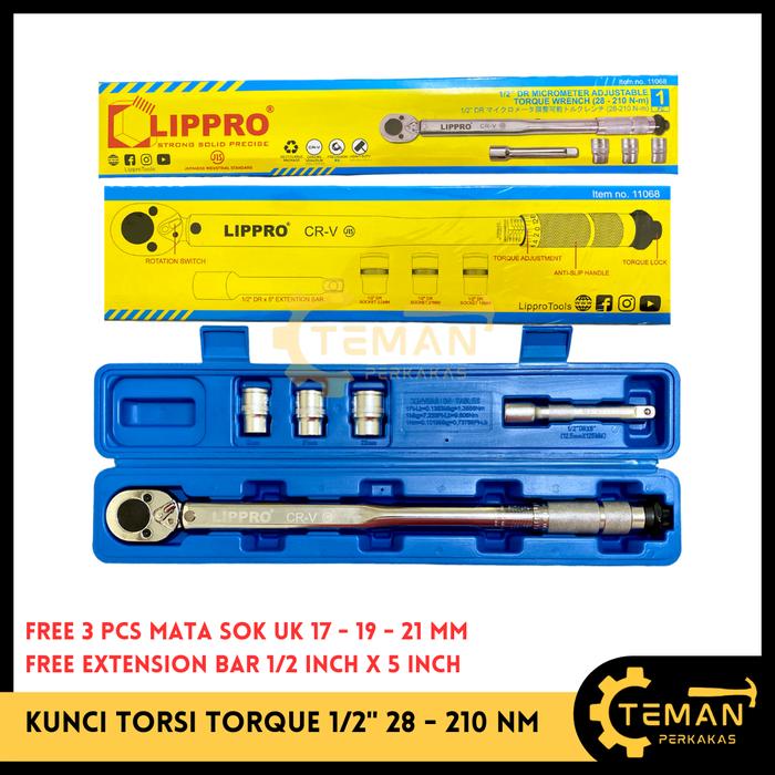 Promo Lippro Kunci Momen / Kunci Torsi Moment Torque Wrench 28-210NM ...