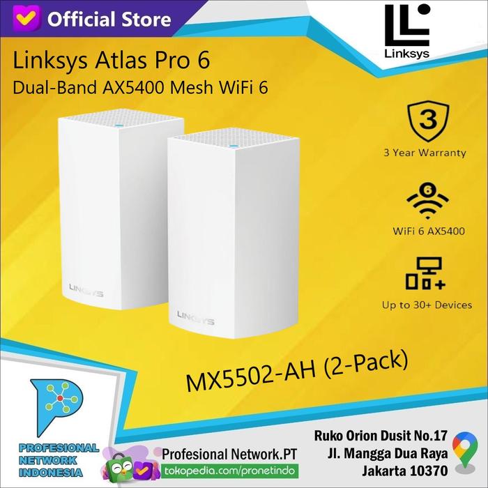 Promo Linksys MX5502 Atlas Pro 6 Wi-Fi 6 Dual-Band Mesh System Cicil 0% ...