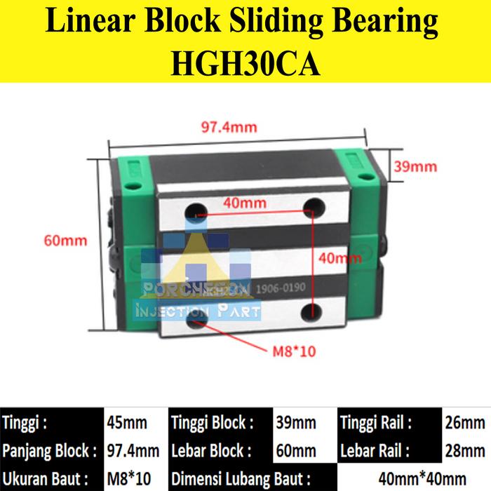 Jual Linear Block Sliding Bearing Guide HGH Rail Blok Kotak Square Rel ...