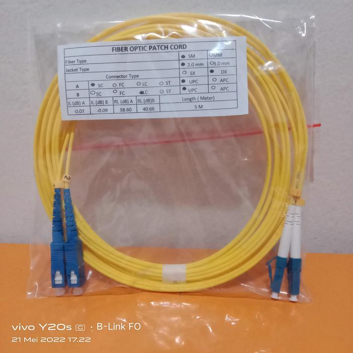 Jual patchcore sc lc 5 meter 3mm duplex / kabel patchcore / patchcore ...
