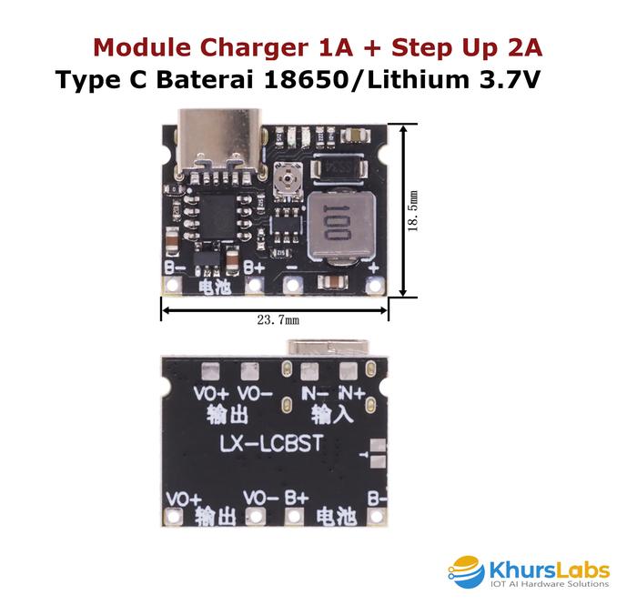 Jual Modul Charger Type C 1A Module Step Up 2A Baterai 18650 / Lithium ...