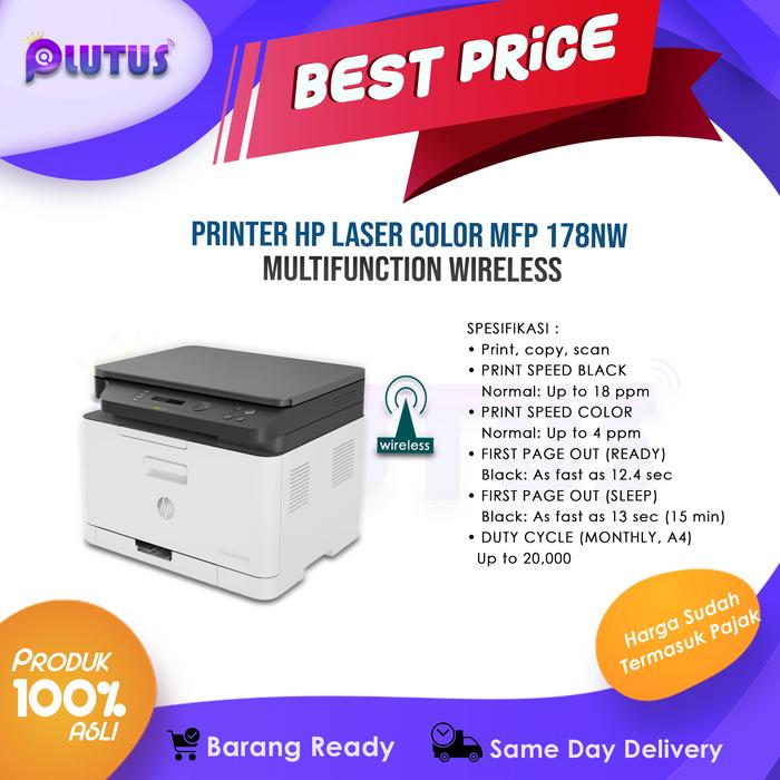 Jual Printer HP Laser Color MFP 178nw WiFi Garansi Resmi M178nw (4ZB96A ...