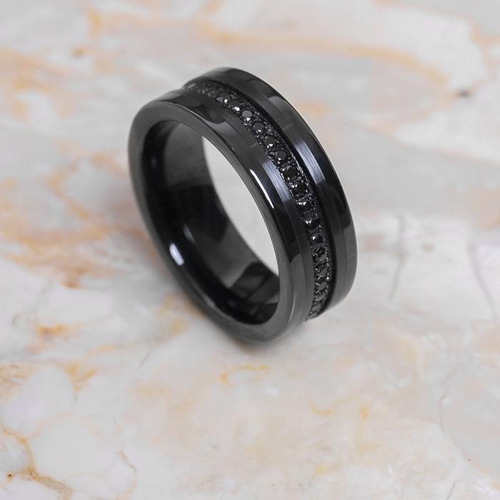 Promo Nine worlds ring black zirconia with black cubic zircon NW-00488 ...