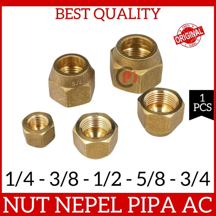 Jual Nut Nepel Kuningan Mur Niple 1/2 3/8 1/4 3/4 5/8 Pipa Baut Sambungan - 3/8 Inch - Kota ...