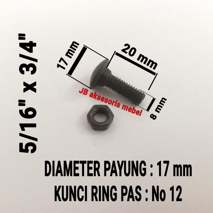 Jual BAUT MUR CB 8 x 20 mm (2 cm) / JOIN TRAY PAYUNG BEMPER TRUK PAGAR ...