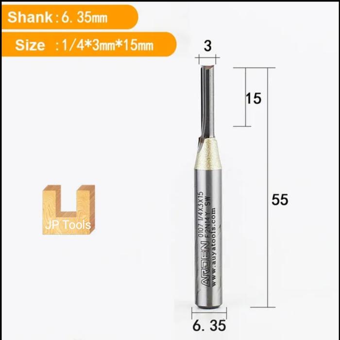 Jual Arden TCT Straight Bit / Mata Router Kayu Shank 1/4" ( 6.35mm ...