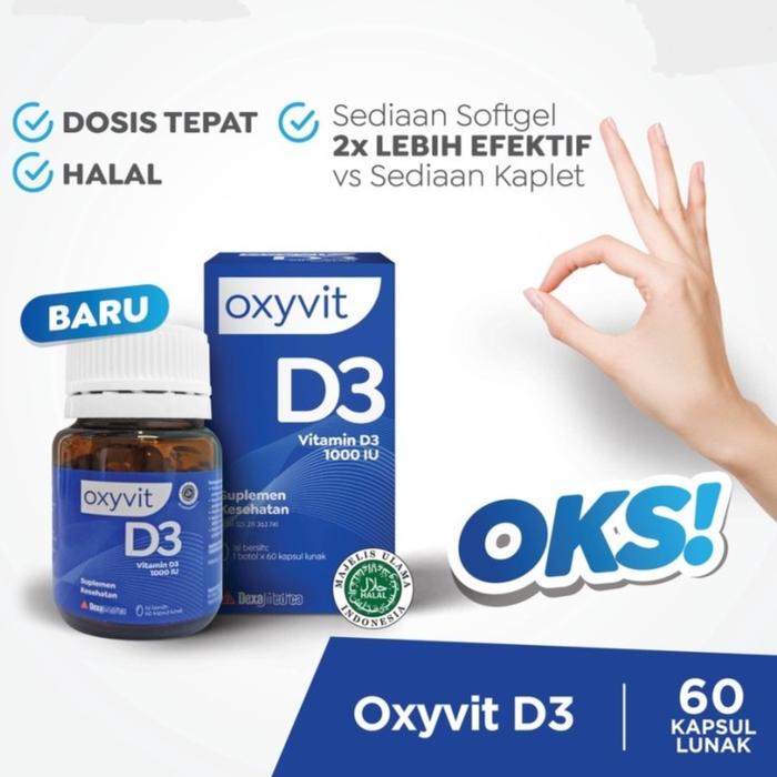Jual Oxyvit D3 1000 IU - Vitamin D3 1000 IU Isi 60 Kapsul Lunak ...