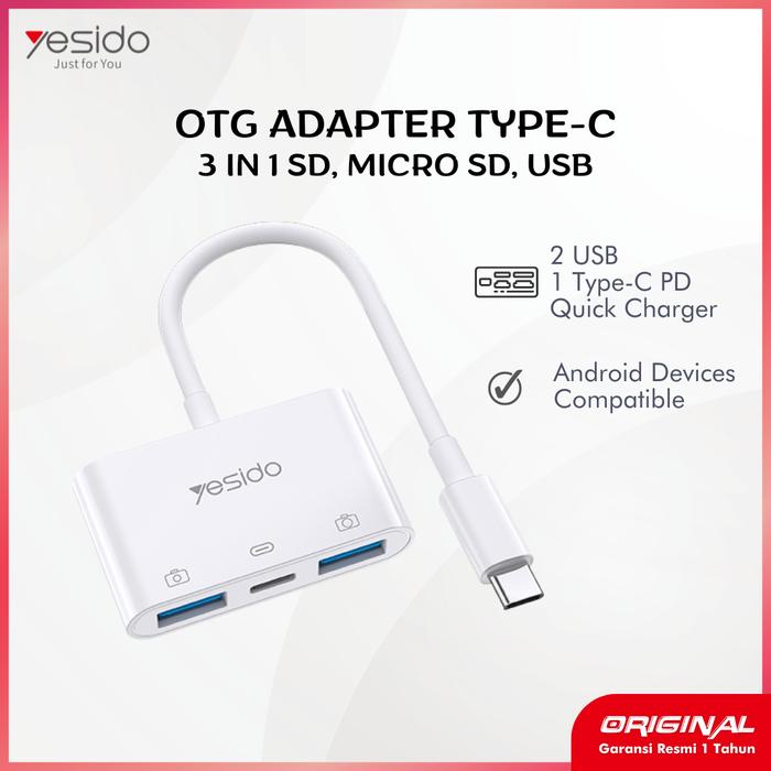 Promo YESIDO OTG Adapter Type-C Dual USB + Type C Charging - Jakarta Pusat - YESIDO Official ...