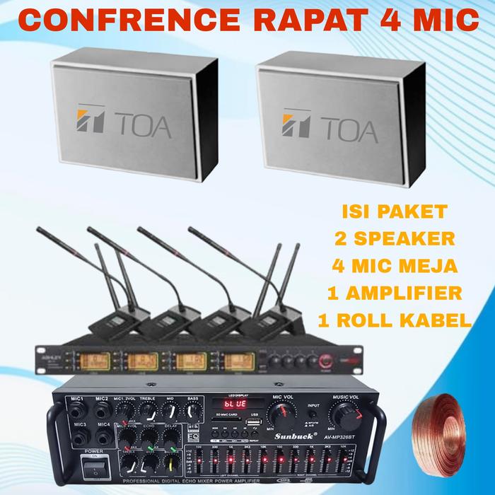 Jual paket conference / konfren / conferen 4 mic meja wireless ruang ...