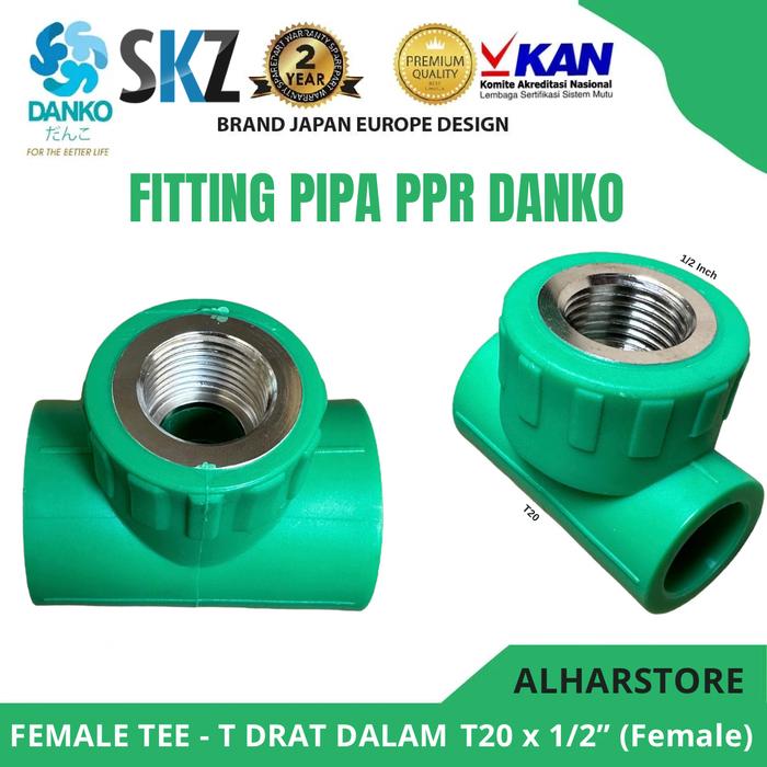 Jual Tee Drat Dalam Female Tee Pipa PPR Danko - Fitting Instalasi Pipa ...