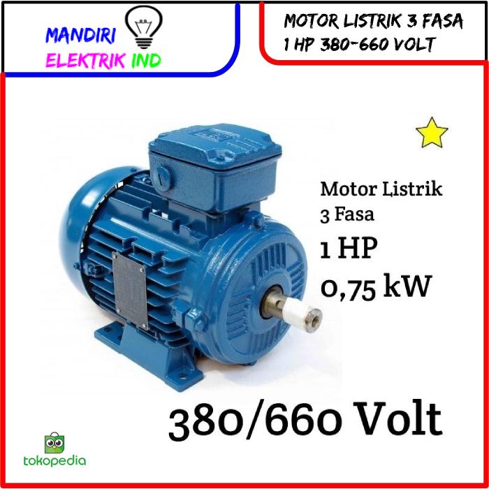 Jual Motor Listrik 3 Fasa Phasa Phase Elmot Electro Motor 1 HP 380/660 ...
