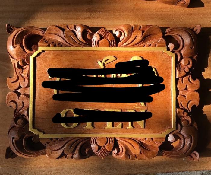 Jual Papan nama ukiran kayu kotak 20cm nameplate kayu persegi - Hitam ...