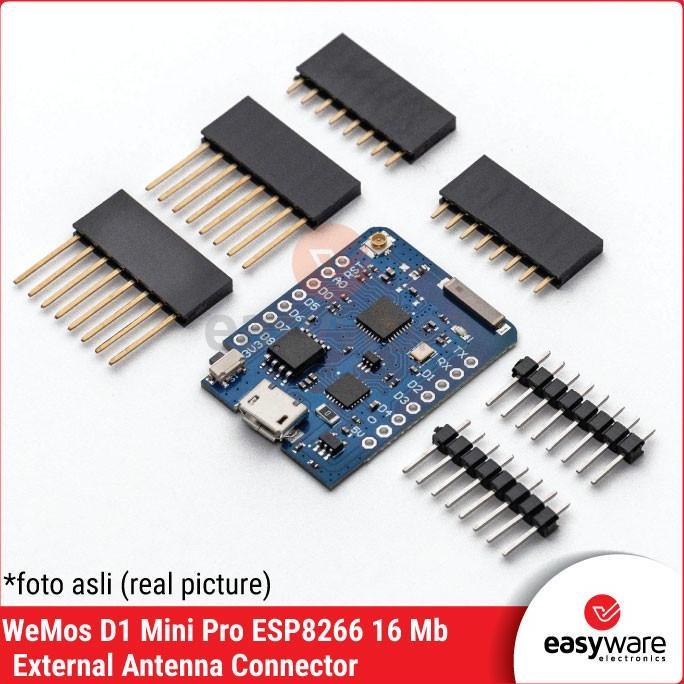 Jual WeMos D1 Mini Pro ESP8266 16MB Board with External Antenna ...