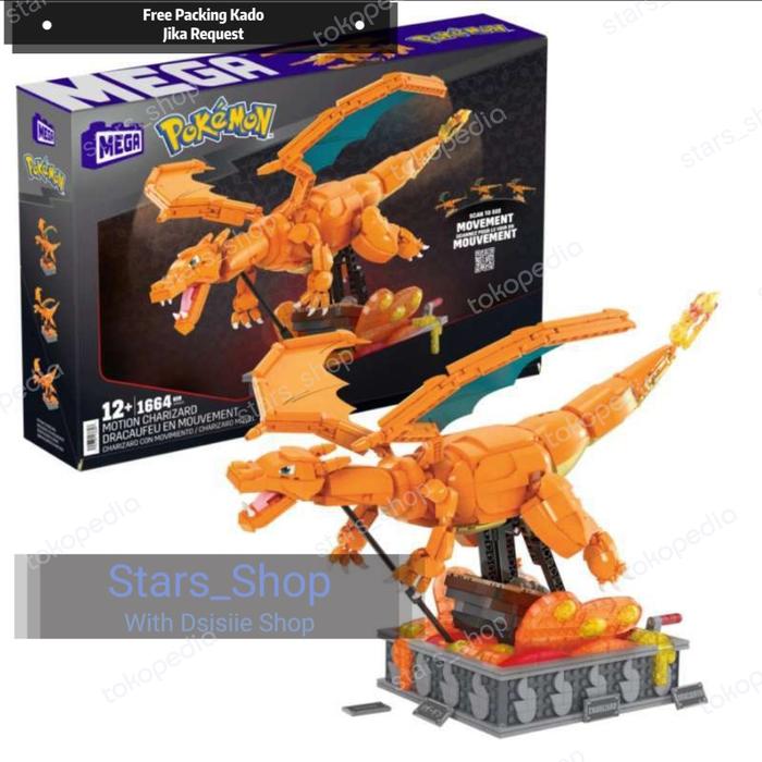 Jual Mega Bloks Pokemon Motion Charizard Movement Kinetic Bloks Bricks ...