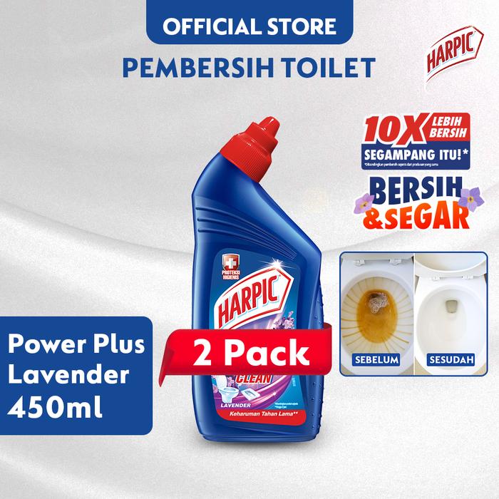 Promo Harpic Power Plus 10X Max Clean Lavender 450ml x2 - Pembersih Toilet - - Dettol, Vanish ...