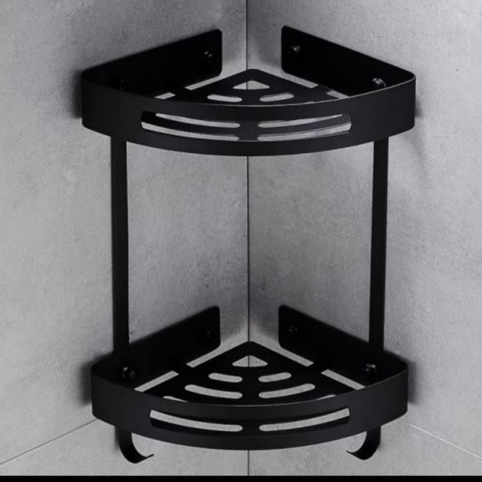 Jual Rak sabun sudut stainless hitam 2 susun / Rak serba guna stainless ...