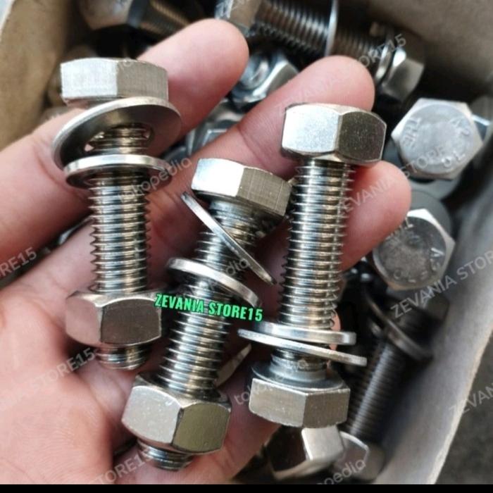 Jual Baut Mur Stainless M14 x 50 / kumplit 2 ring - Jakarta Pusat ...