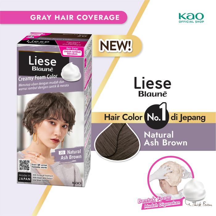Jual Liese Blaune Bubble Hair Color Foam Natural Ash Brown 2G - Cat ...