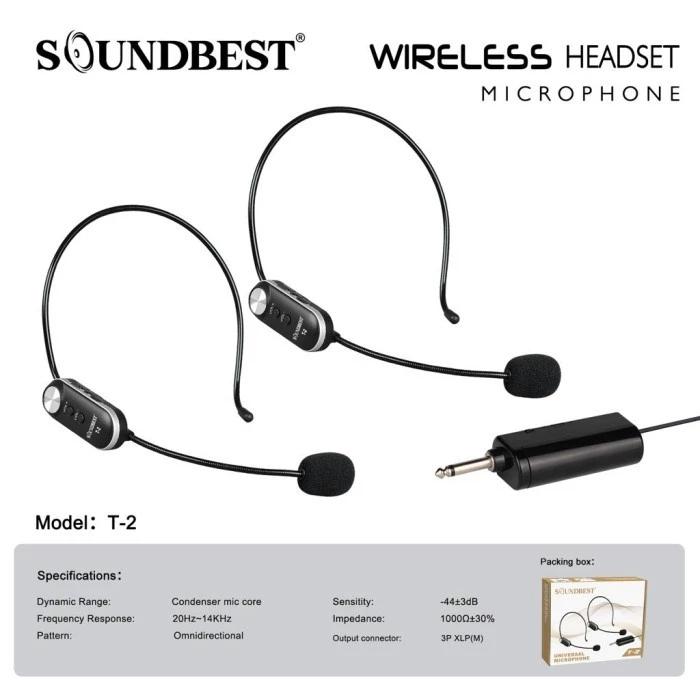 Jual MIC SOUNDBEST T2 HEADWORN MICROPHONE HEADSET BANDO 2MIC ORIGINAL ...