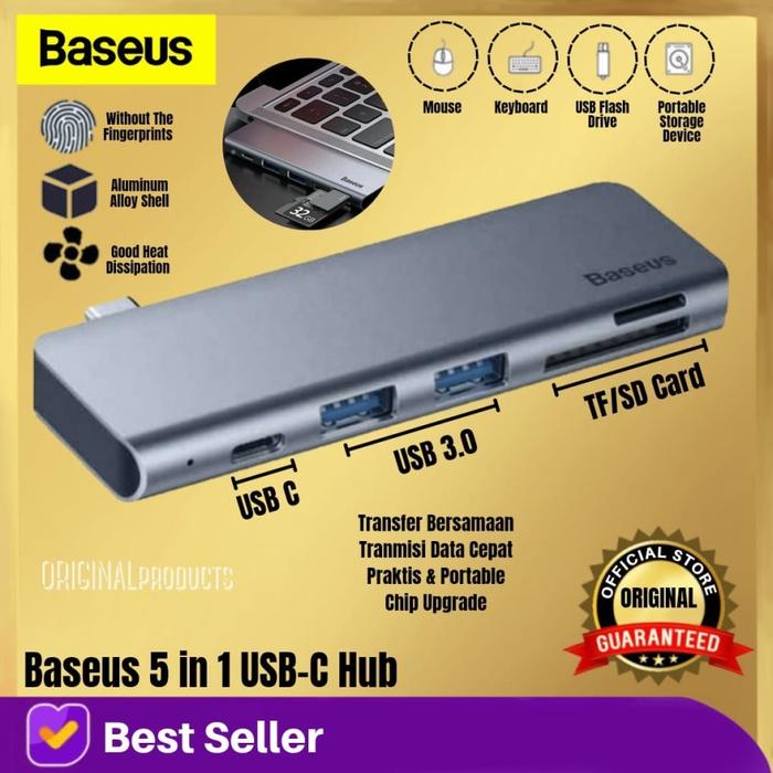 Jual BASEUS DUAL USB C TO HUB 3.0 HDMI LAN GIGABIT PD QUICK MICRO SD TF ...