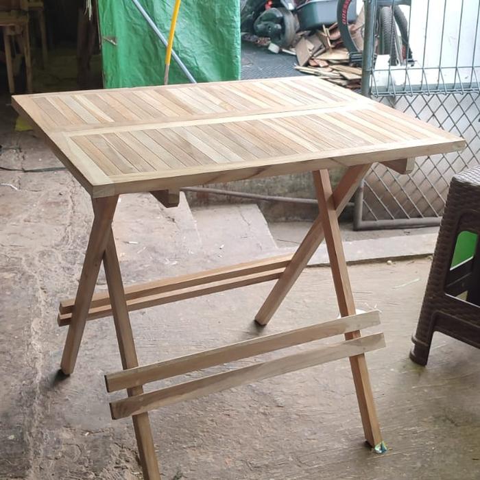 Jual meja lipat kayu jati portable ukuran 80cmx60cmx75cm - Natural ...