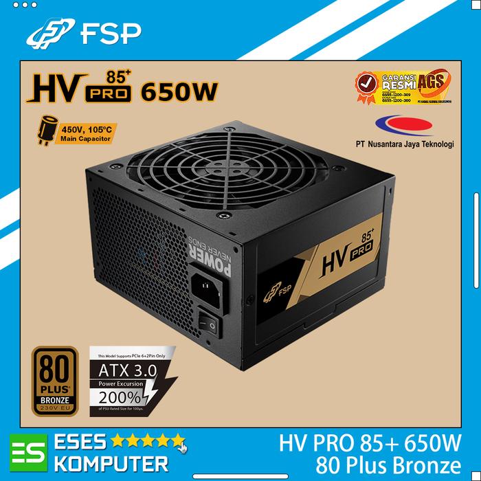 Promo PSU FSP HV PRO 85+ 650W 80 Plus Bronze - All Flat Black Cables ...
