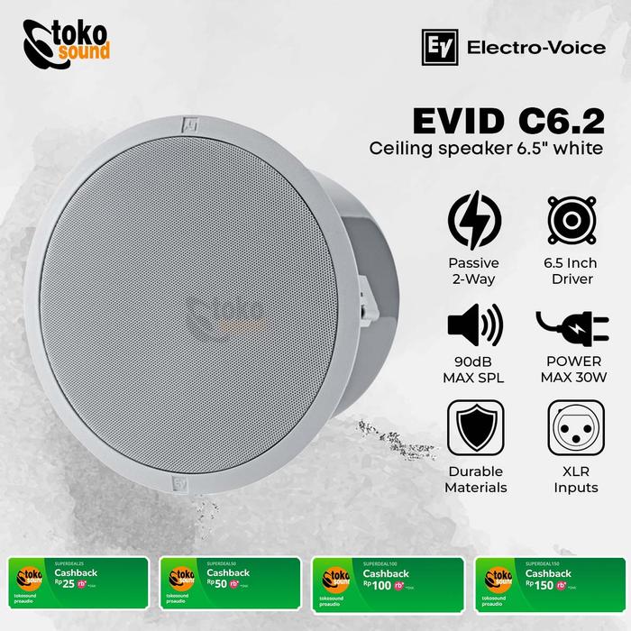 Jual Electro-Voice EVID C6.2 - Ceiling Speaker 6.5 Inch White Pair ...