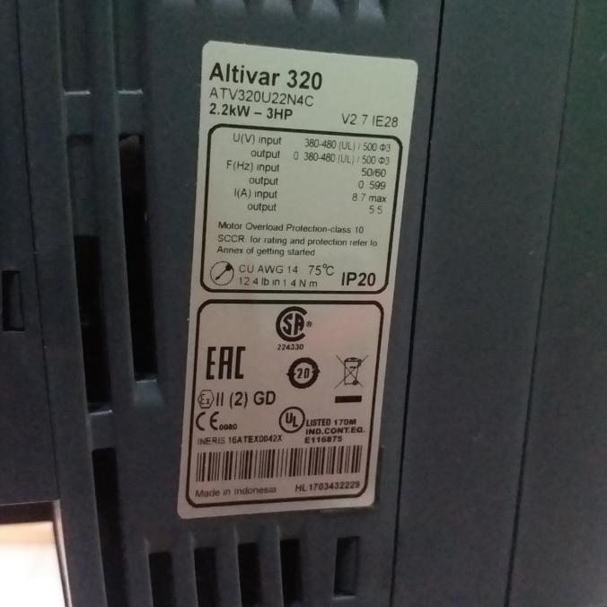 Jual Schneider Altivar Inverter Atv320U22N4C 380Volt 2.2Kw/3Hp ...