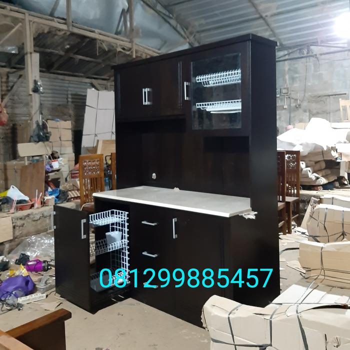 Jual Lemari dapur minimalis jati almari meja rak piring kitchen set marmer - Kab. Jepara - niki ...